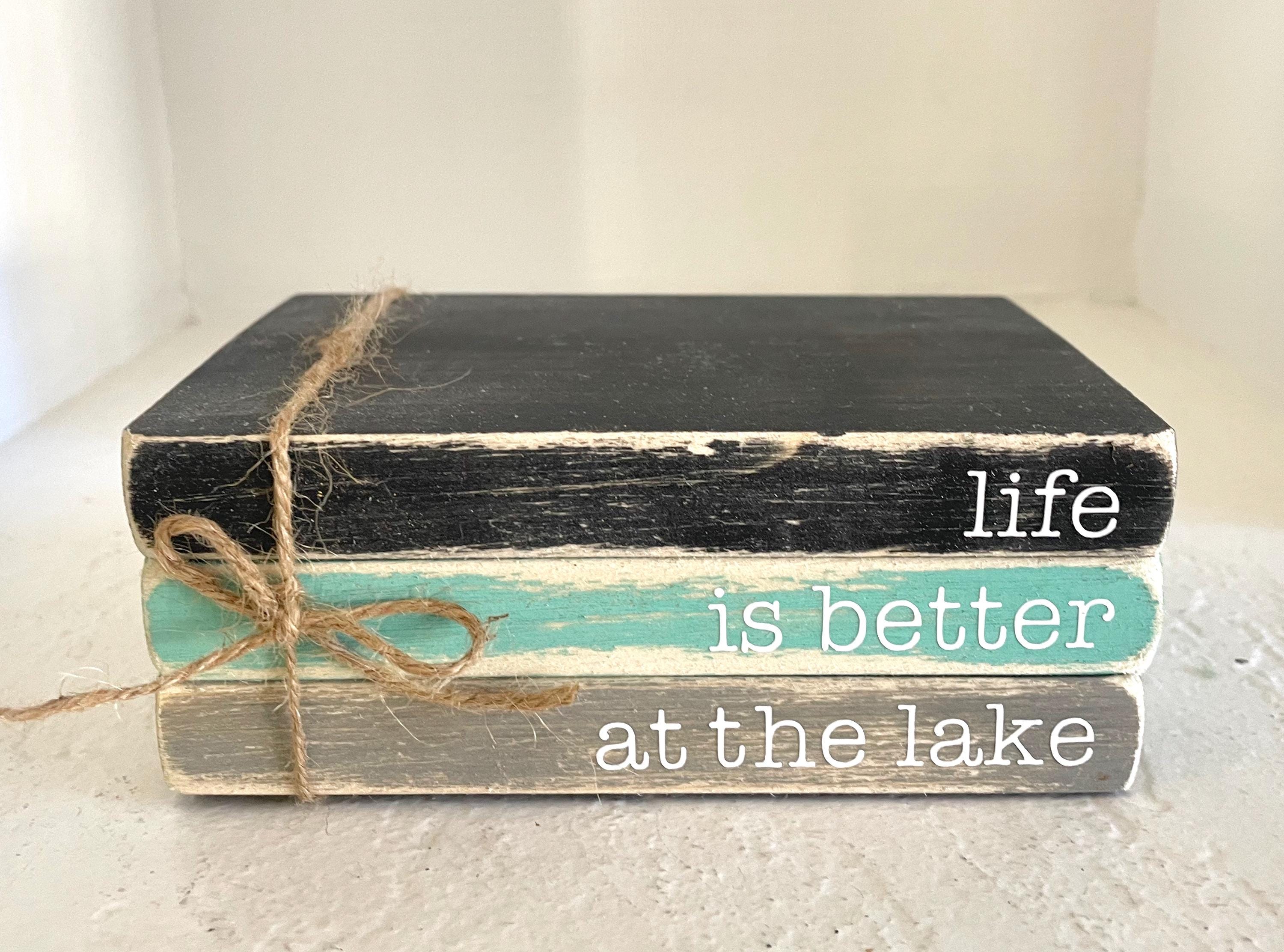 Lake House Book Stack: Rustic Cottage Tiered Tray Decor - Etsy