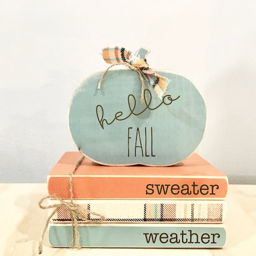 Fall Book Stack Wooden Books Fall Decor Autumn Books - Etsy