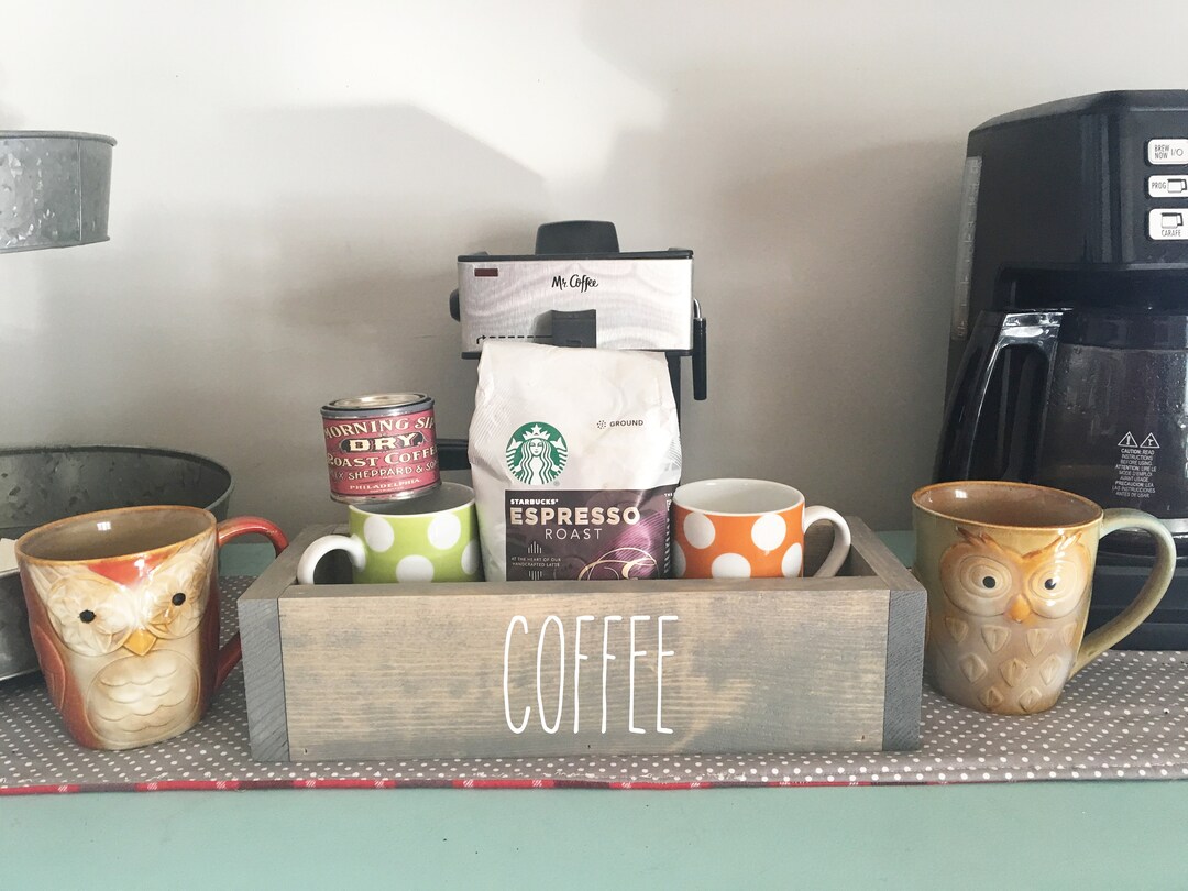 Wood Coffee Box, Farmhouse Decor, Coffee Gift, Goodie Box, Housewarming ...