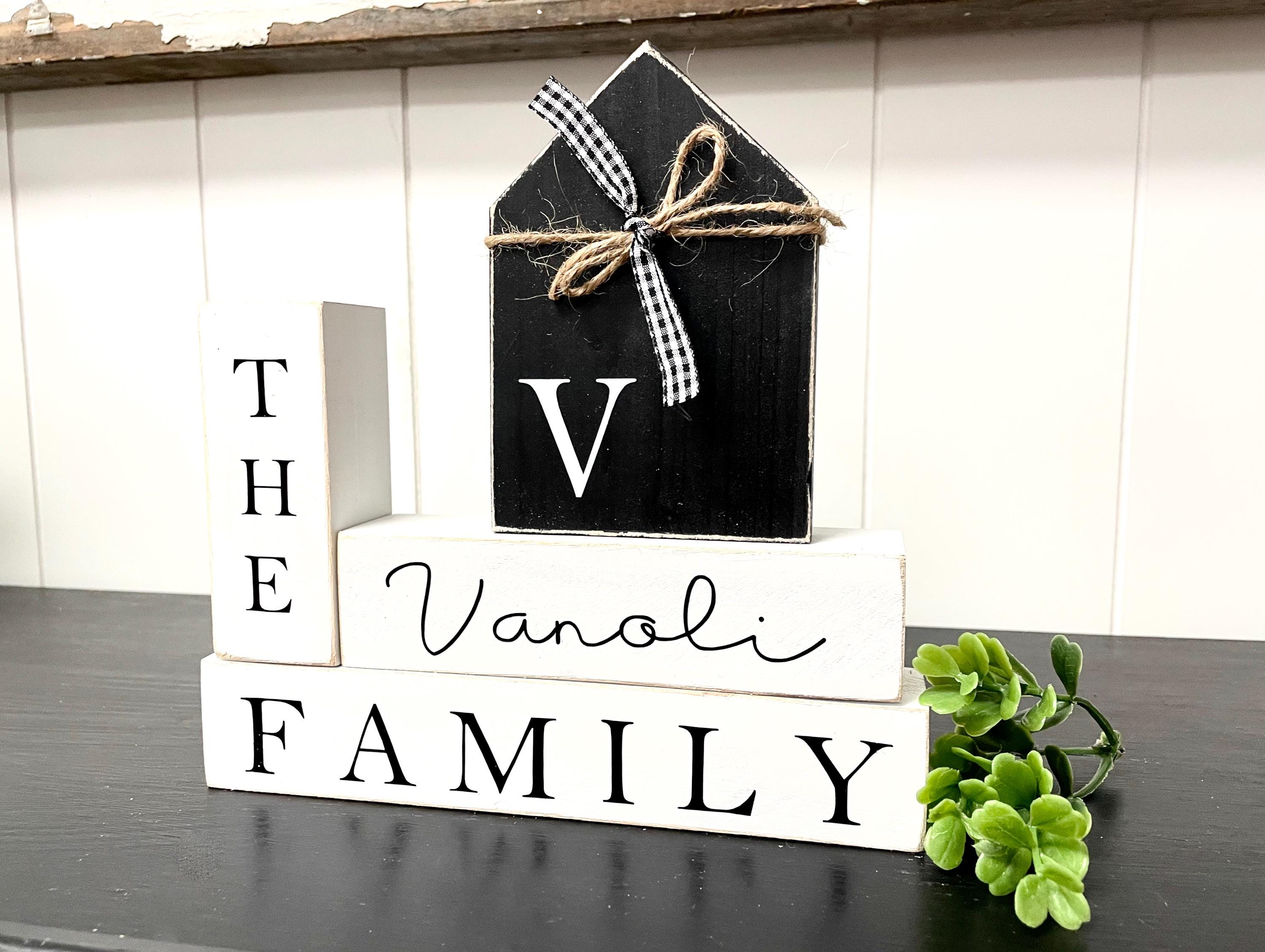 Personalized Family Name Wooden Block Set: Tiered Tray Decor - Etsy
