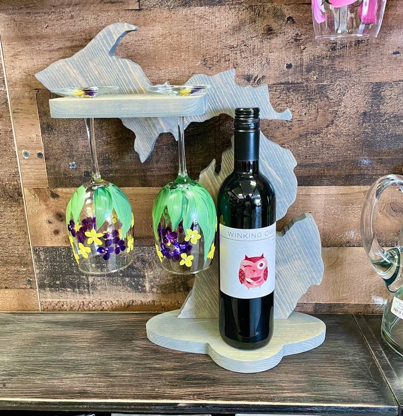 Michigan Wood Wine Rack Wedding Gift Housewarming - Etsy