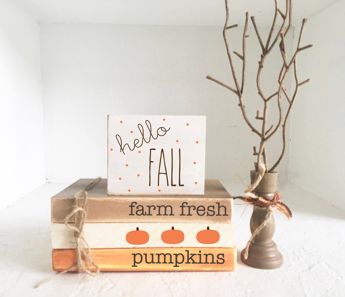 Fall Decor Wooden Books Mini Book Bundle Book Stack Tiered - Etsy