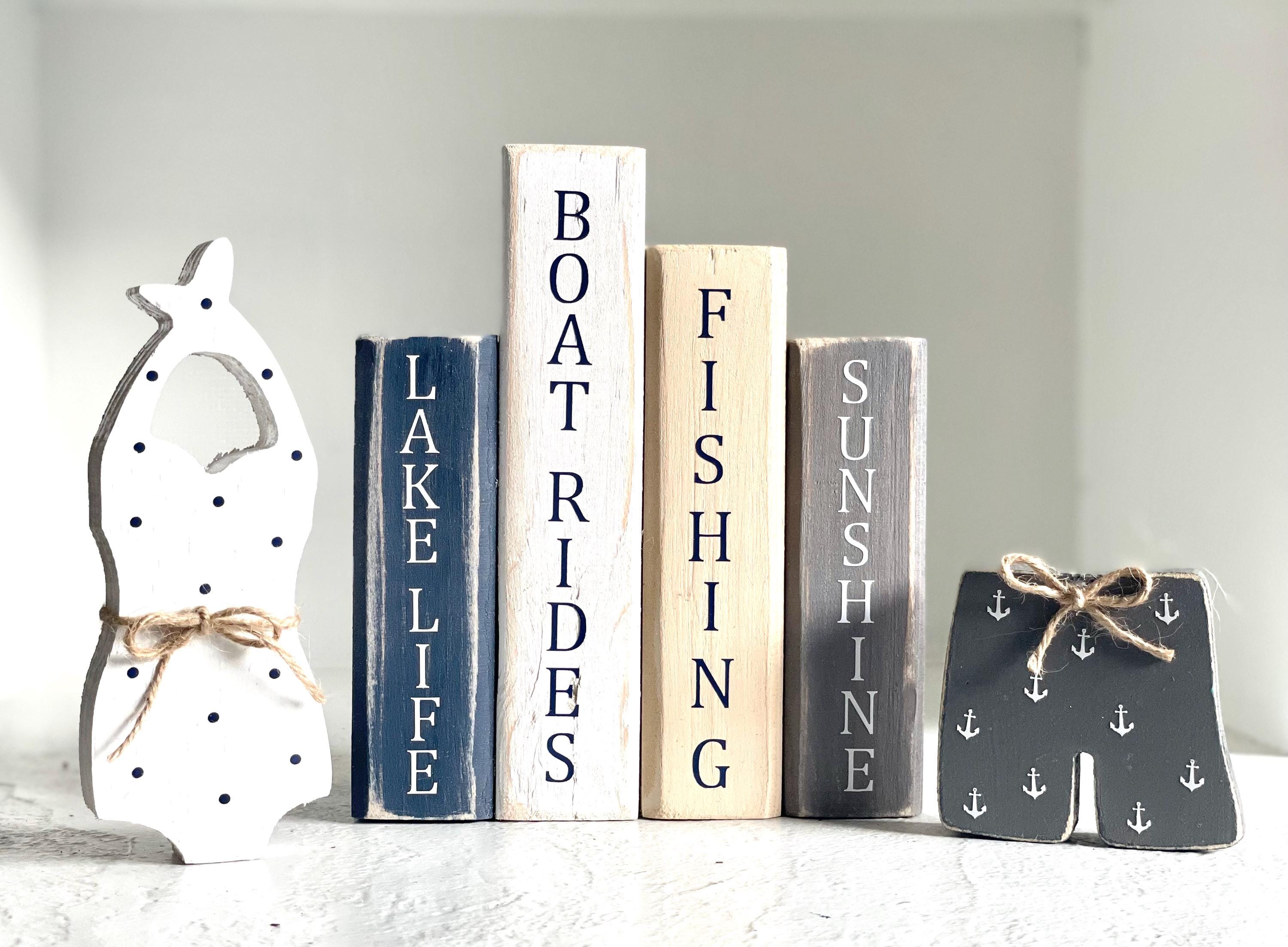 Lake House Book Stack Decor: Nautical Tiered Tray Shelf Sitters - Etsy