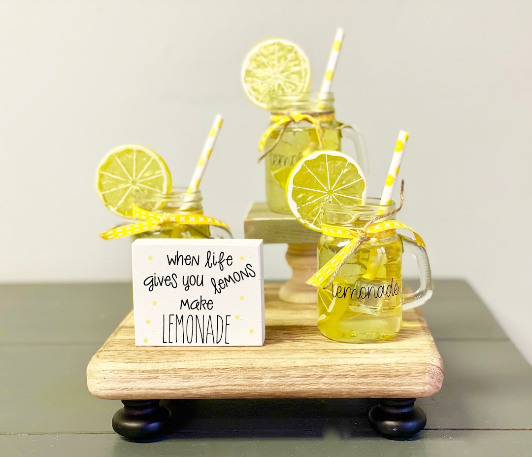 Lemonade, Glass Jar, Tiered Tray, Faux Glass of Lemonade, Summer ...