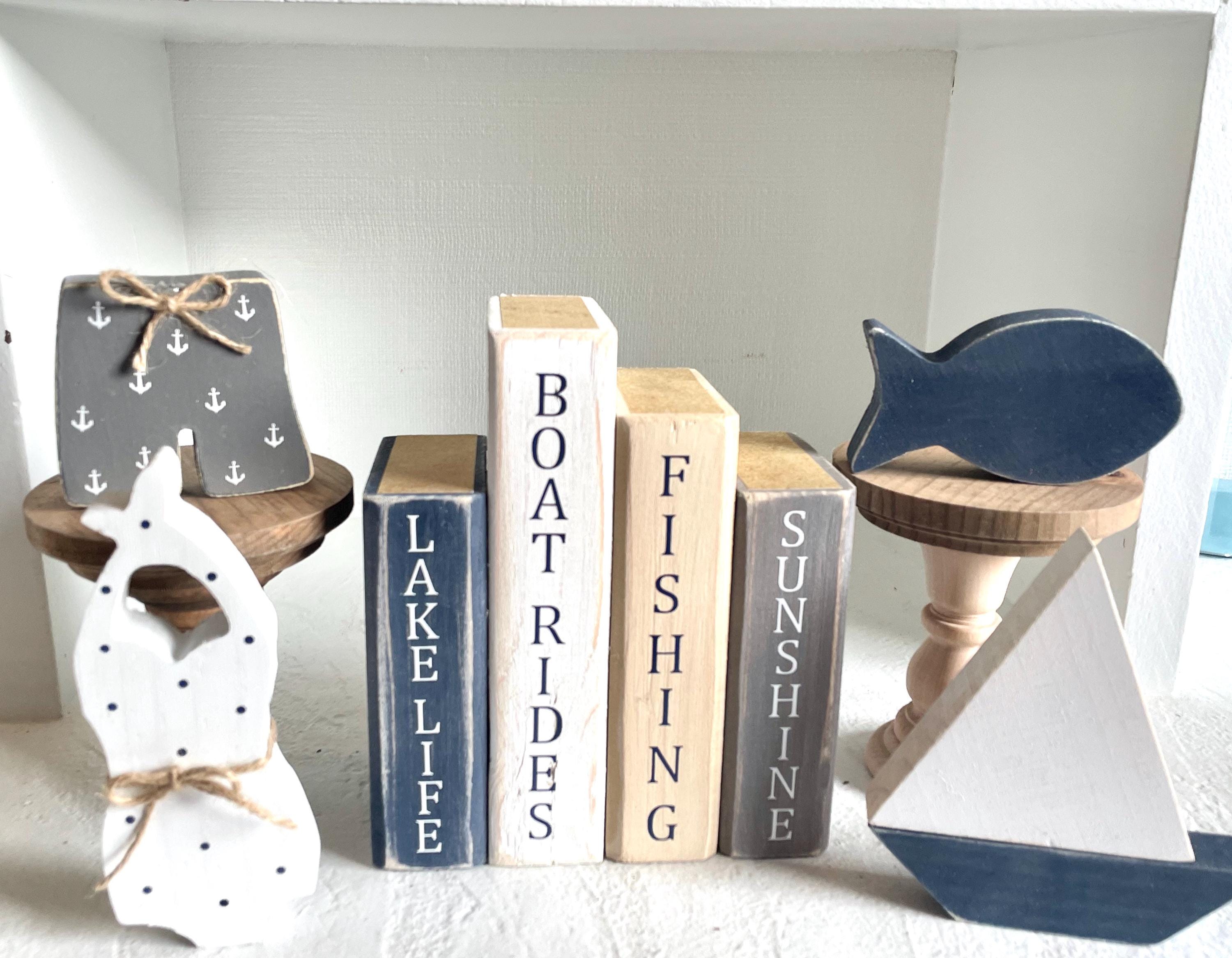 Lake House Book Stack Decor: Nautical Tiered Tray Shelf Sitters - Etsy