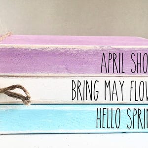 Mini Book Bundle, Book Stack, Spring Books, April Showers, Easter Decor ...