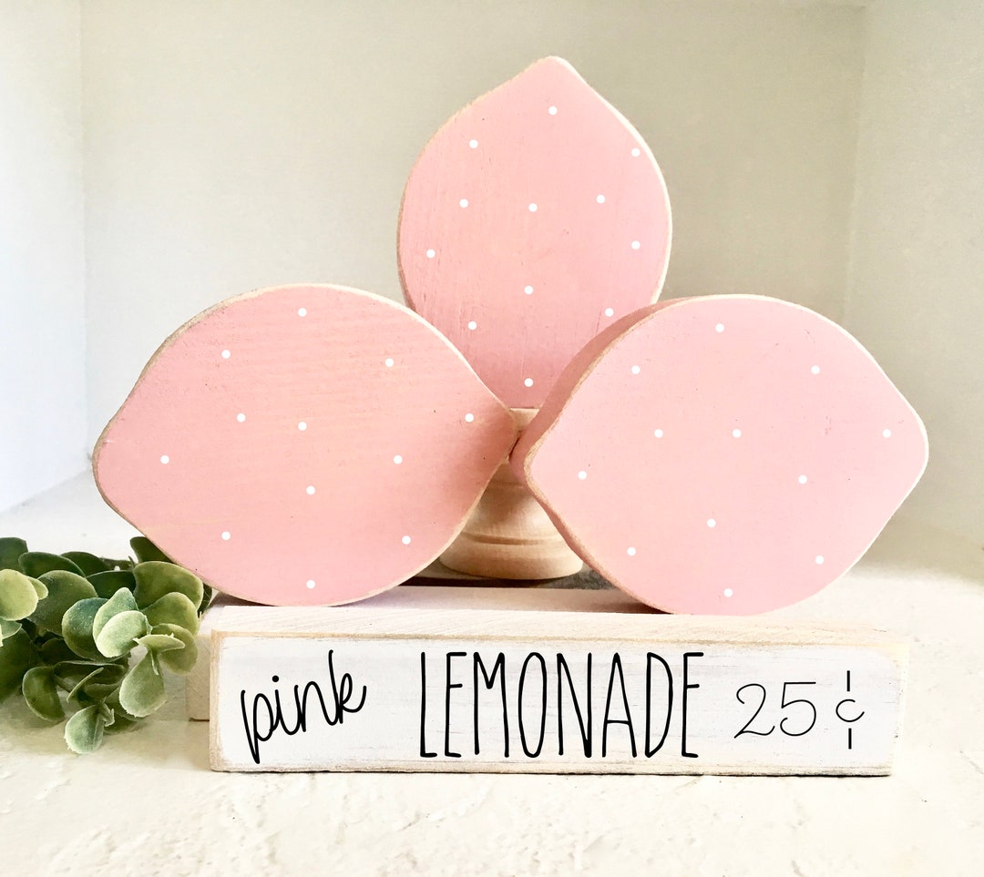 Wooden Pink Lemons, Lemonade Decor, Pink Lemonade, Farmhouse, Tiered ...