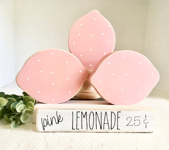 Wooden Pink Lemons Lemonade Decor Pink Lemonade Farmhouse - Etsy