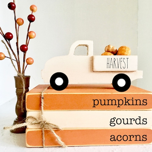 Fall Mini Book Bundle Pumpkin Truck Tiered Tray Book Stack | Etsy