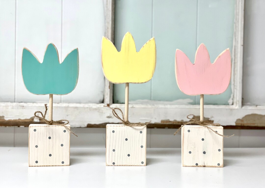 Wood Tulip Nursery Decor Flowers for Girls Room Rustic Flower Baby ...