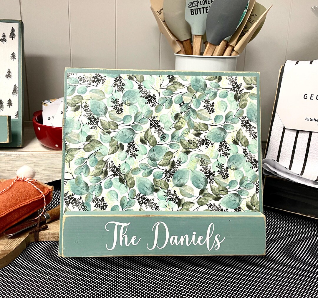 Cookbook Holder, Adjustable Tablet Stand With Last Name, Personalized ...