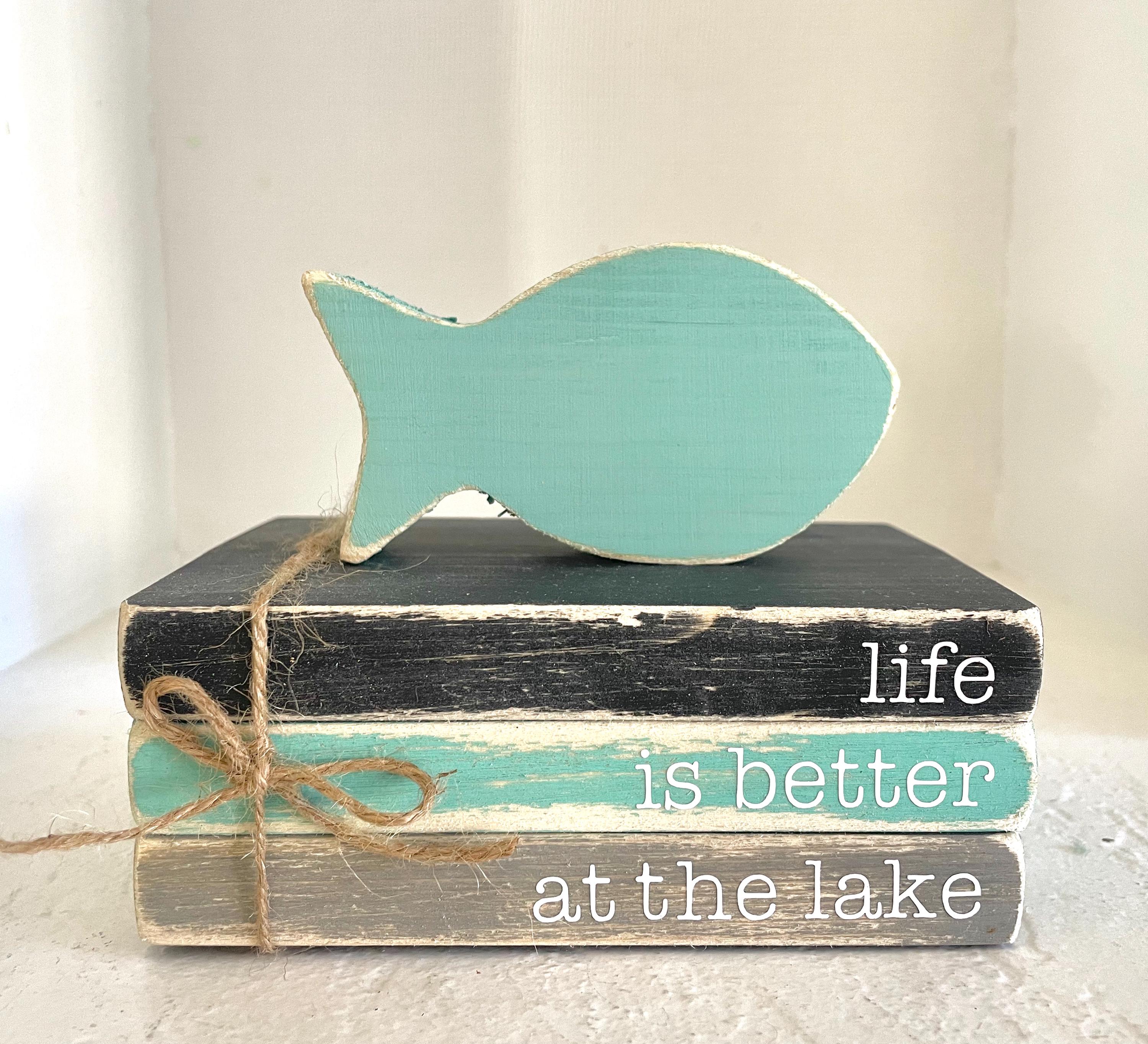 Lake House Book Stack: Rustic Cottage Tiered Tray Decor - Etsy
