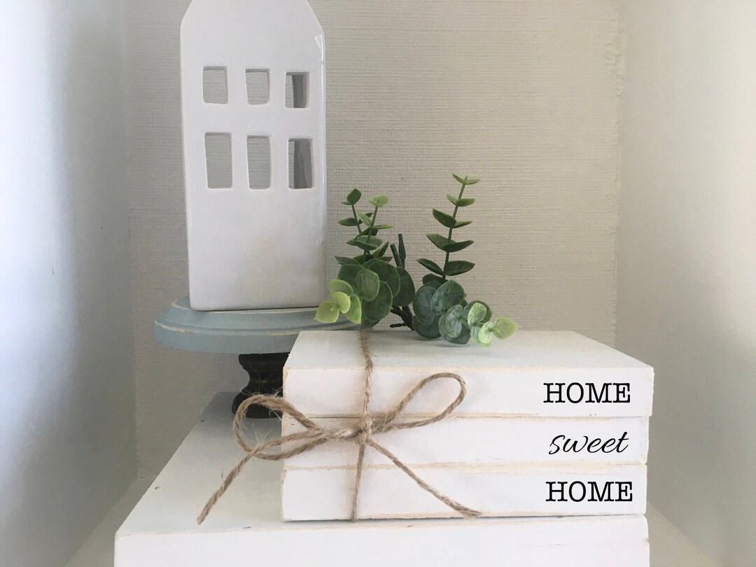 Wood Books, Mini Book Stack, Farmhouse Decor, Faux Books, Set of 3 ...