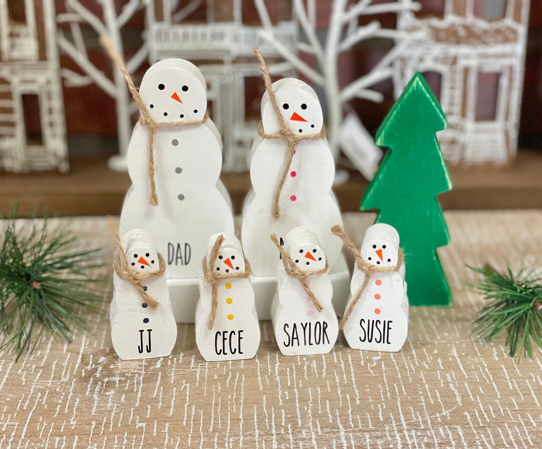 Personalized Snowman Family: Wood Winter Tiered Tray Decor - Etsy