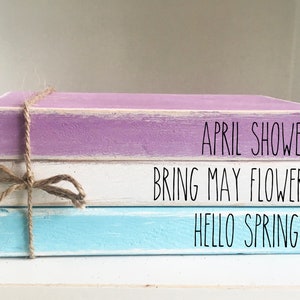 Mini Book Bundle, Book Stack, Spring Books, April Showers, Easter Decor ...