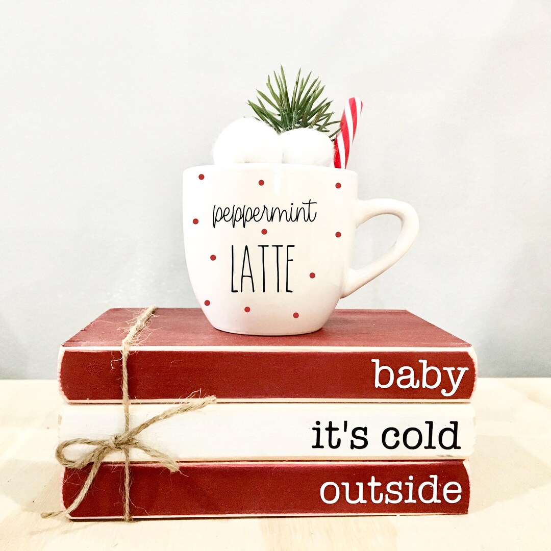 Tiered Tray Books, Peppermint Latte, Mini Book Stack, Hostess Gift ...