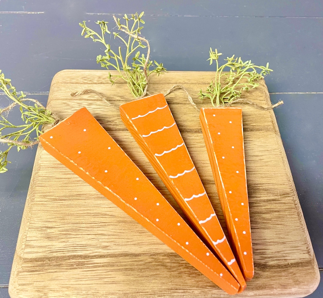 Wooden Carrots- Set of 3- Rustic Carrots- Easter Decor- Tiered Shelf ...