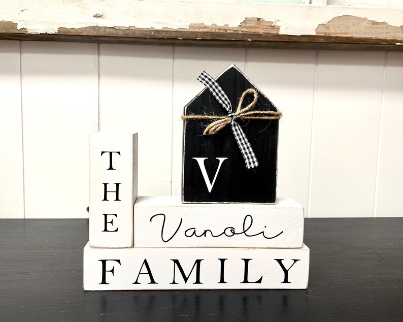 Personalized Family Name Wooden Block Set: Tiered Tray Decor - Etsy