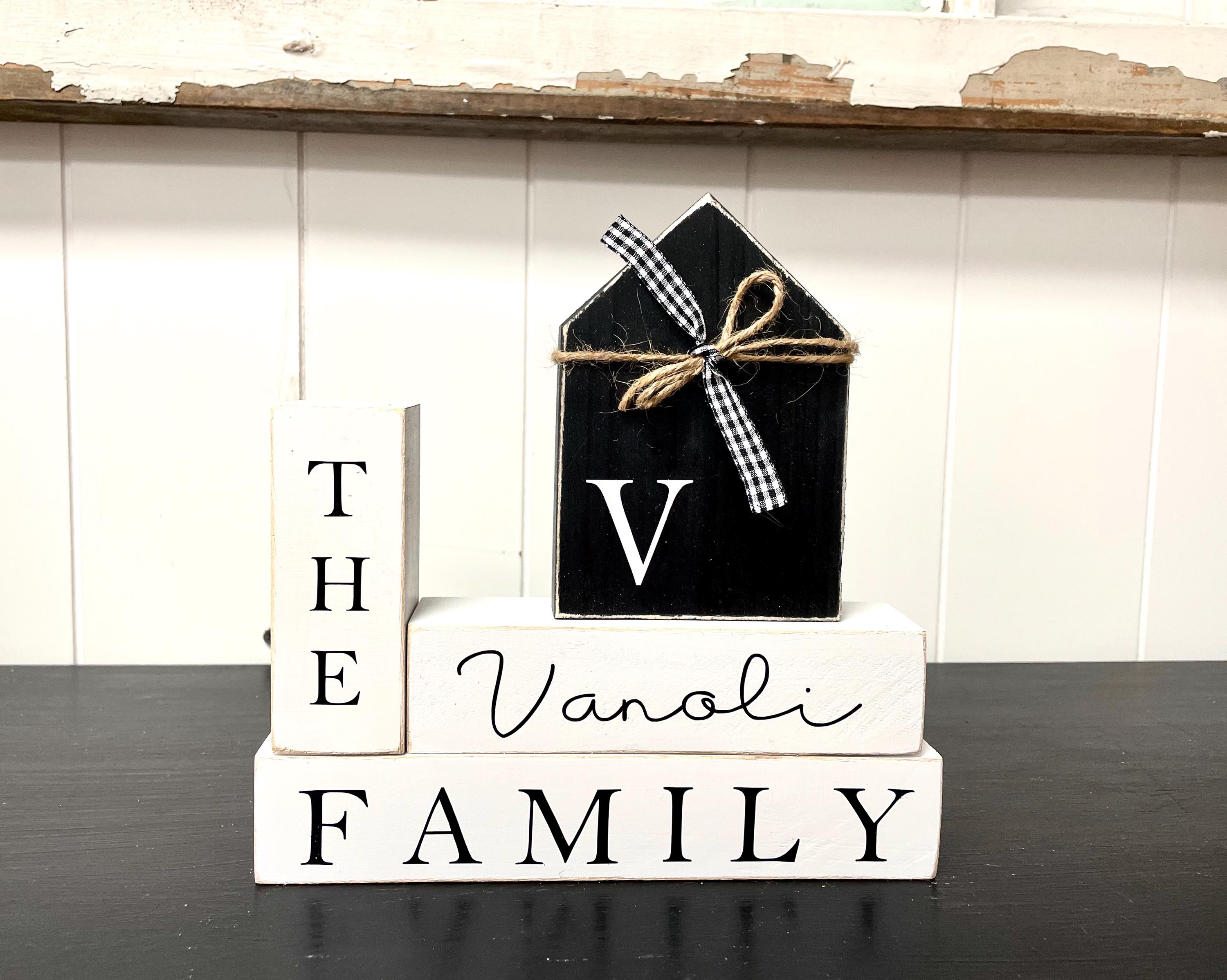 Personalized Family Name Wooden Block Set: Tiered Tray Decor - Etsy