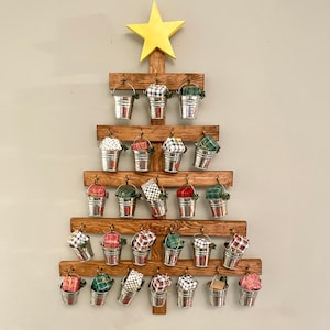 Wood Christmas Tree Advent Calendar, Table Top Countdown With ...