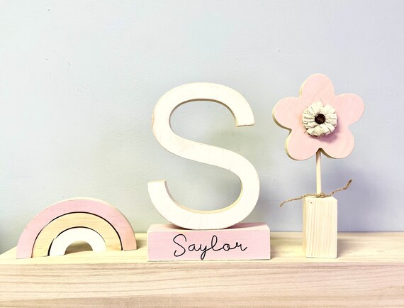 Nursery Decor Wooden Letter Personalized Wood Flower - Etsy