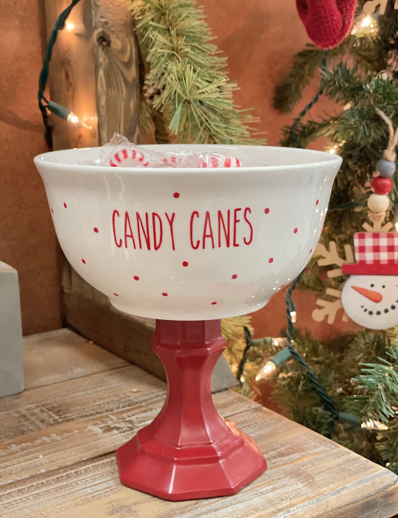Christmas Candy Canes Pedestal Bowl: Holiday Party Serving Piece - Etsy