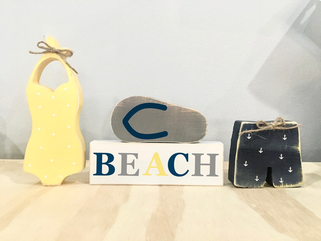 Beach Tiered Tray, Wooden Cutouts, Swim Trunks, Bathing Suit, Wood Flip ...