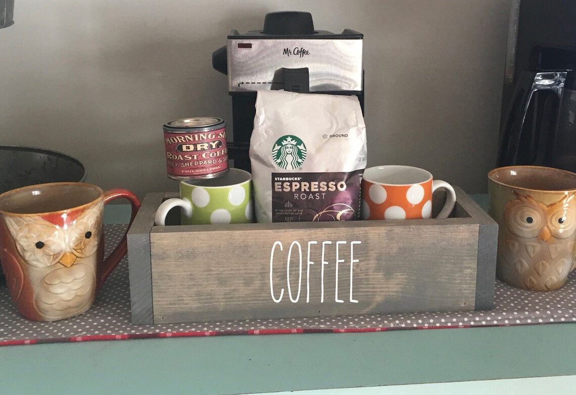 Wood coffee box farmhouse decor coffee gift goodie box | Etsy