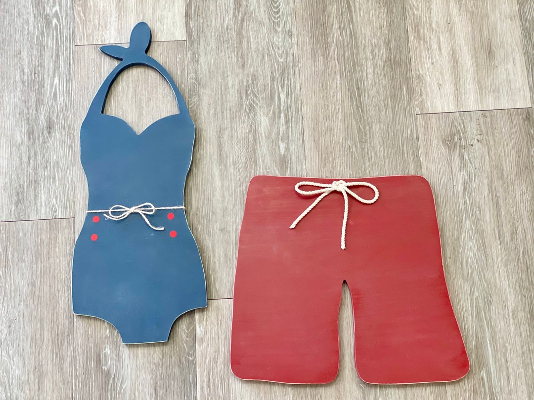 Cottage Wall Hangings, Retro Wood Bathing Suits, Lake Life Sign, Pool ...