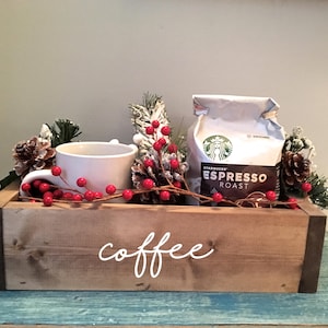 Wood Coffee Box, Farmhouse Decor, Coffee Gift, Goodie Box, Housewarming ...