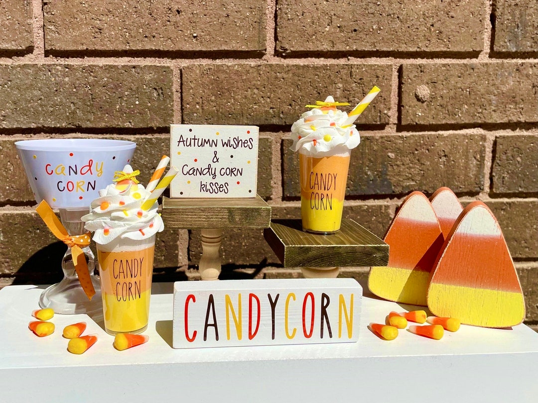 Candy Corn Bowl, Halloween and Fall Decor, Candy Corn Parfait, Faux ...