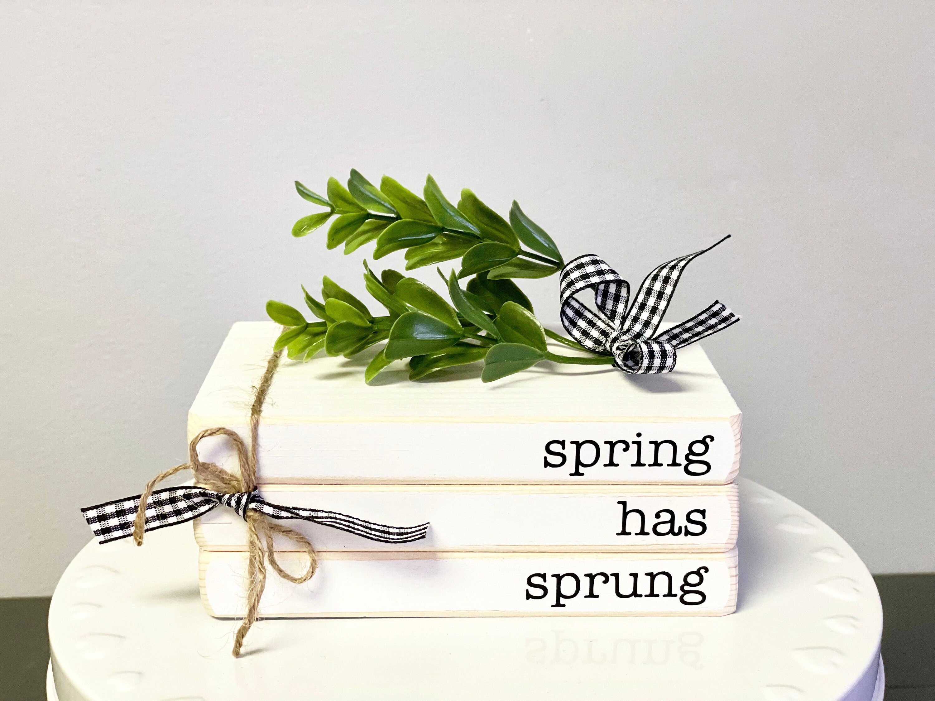 Wooden Books Spring Decor Mini Book Stack Spring Has - Etsy