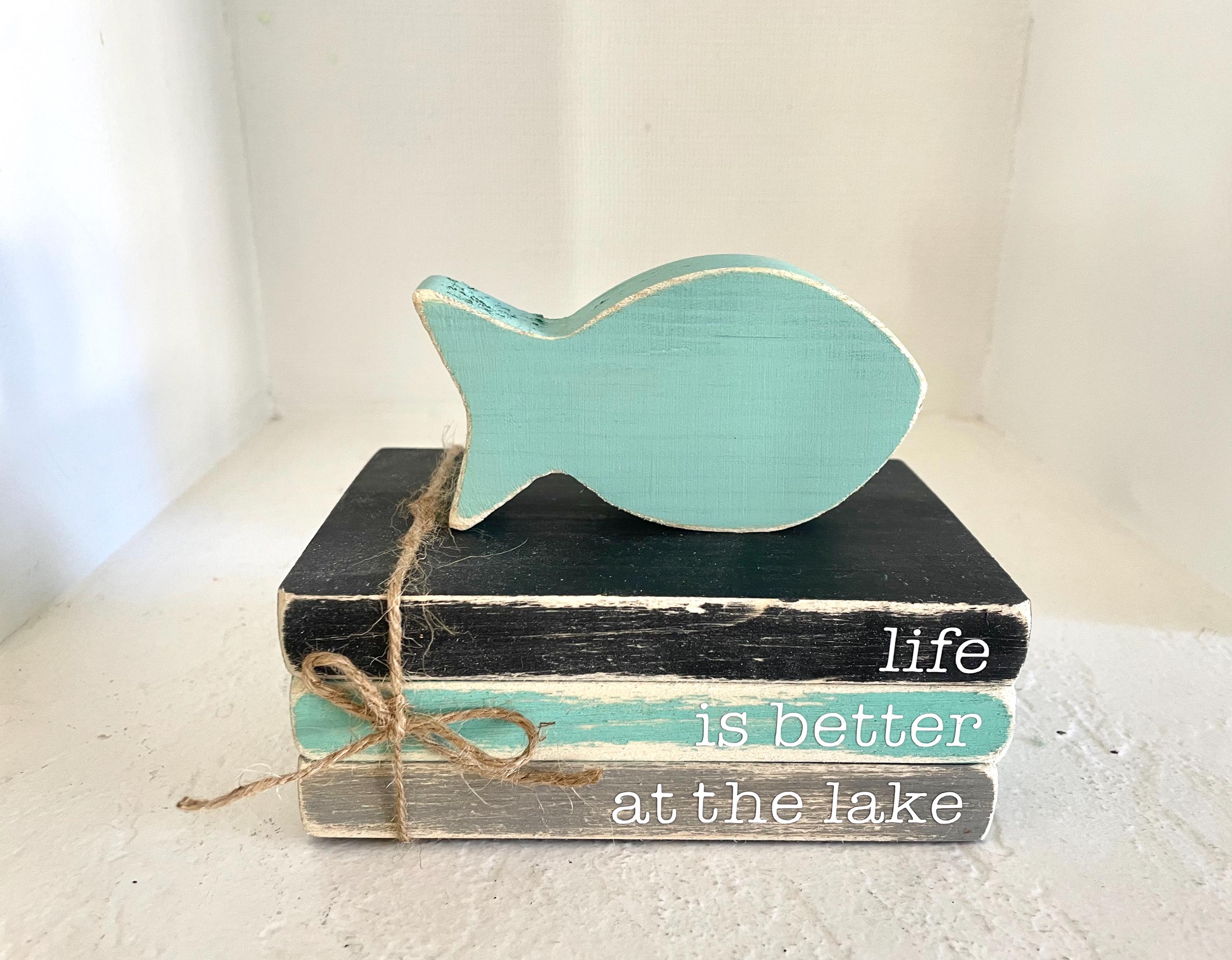 Lake House Book Stack: Rustic Cottage Tiered Tray Decor - Etsy