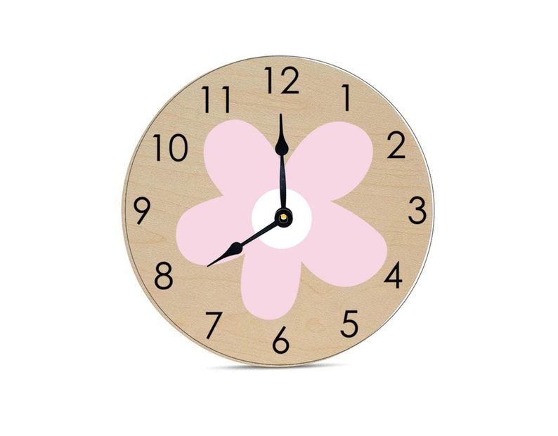Wood Nursery Clock, Pink Flower Decor, Baby Girl Gift - Etsy