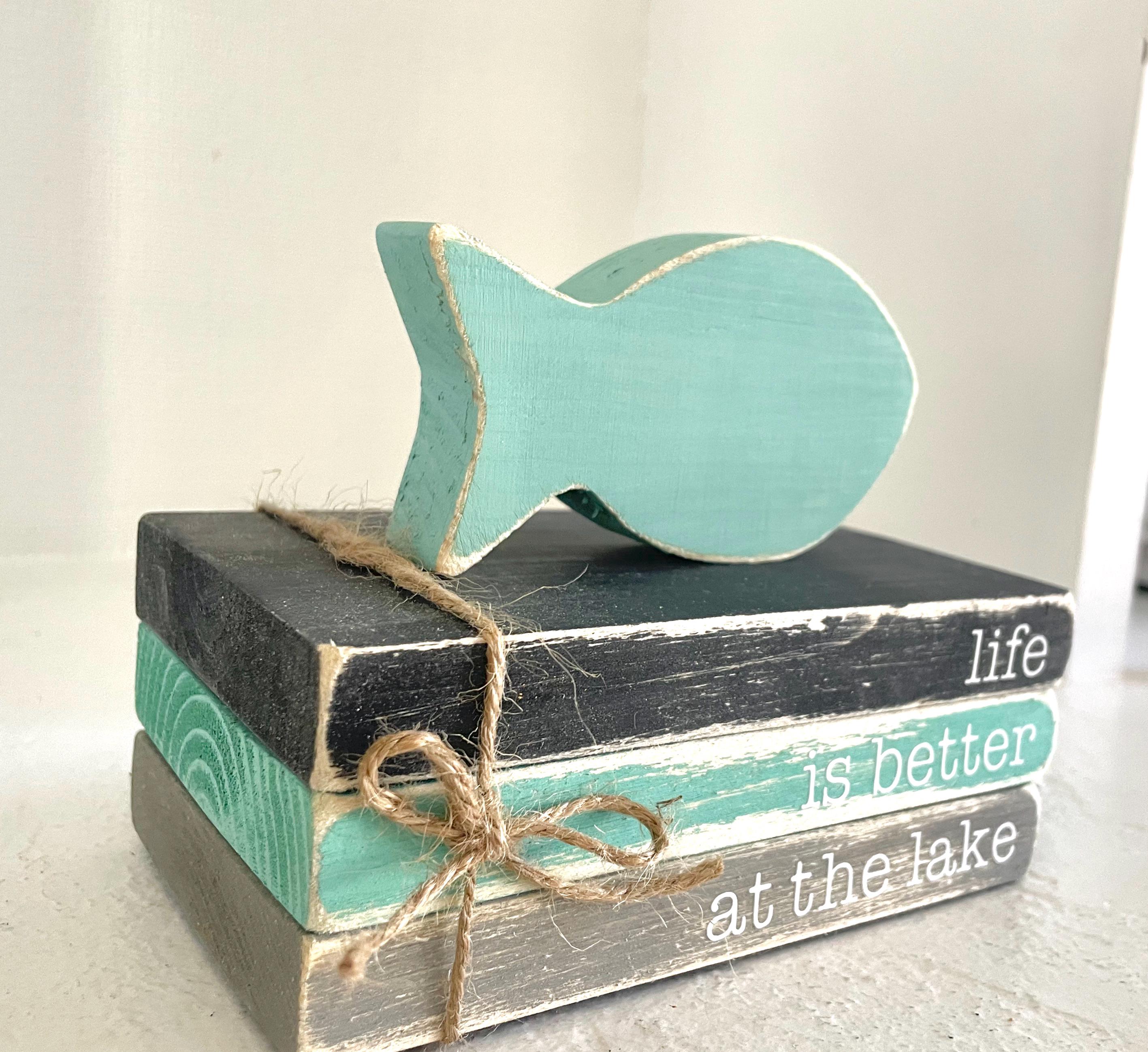 Lake House Book Stack: Rustic Cottage Tiered Tray Decor - Etsy