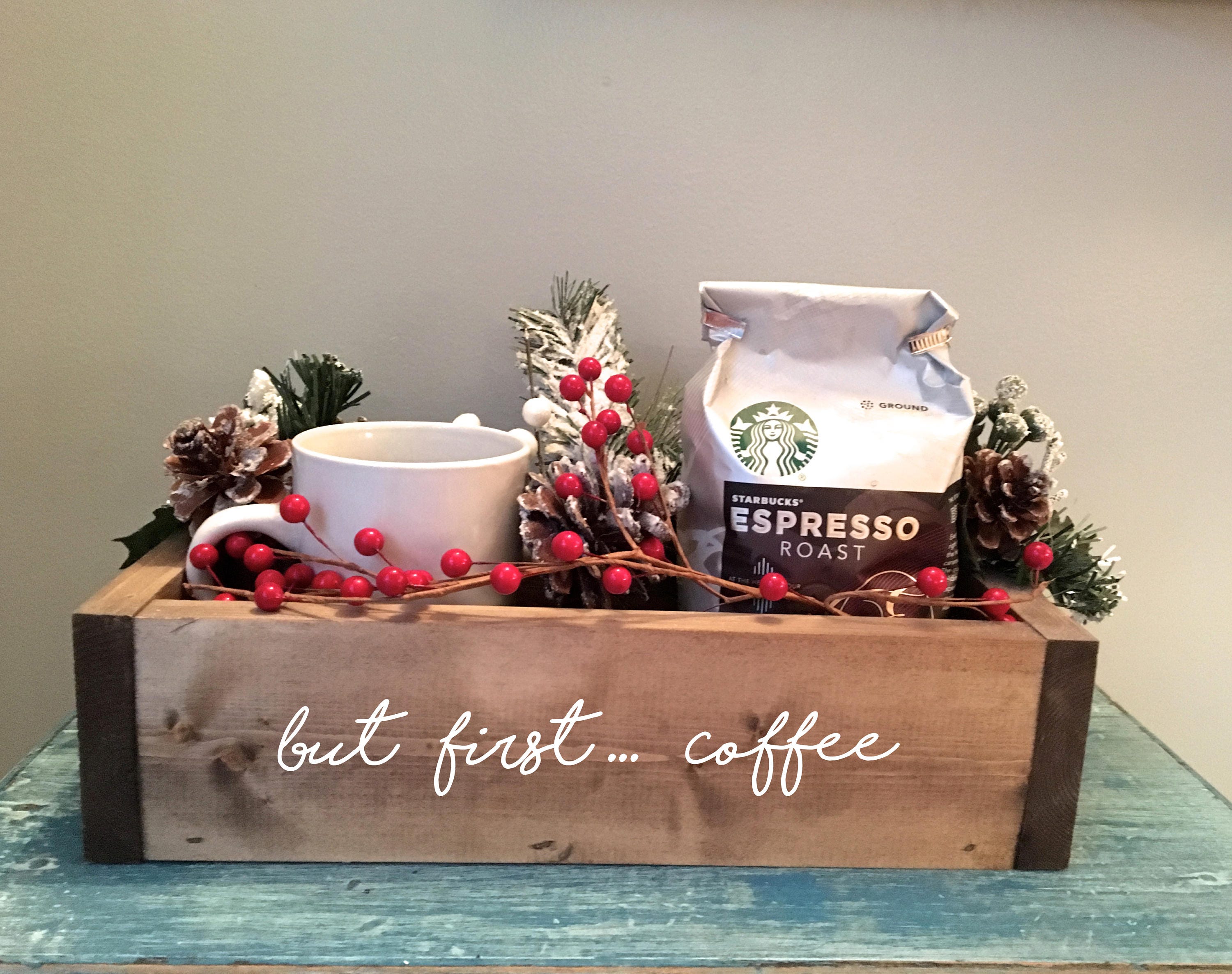 Wood coffee box farmhouse decor coffee gift goodie box | Etsy