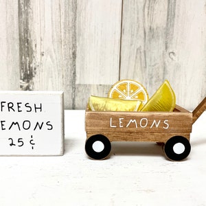 Lemon Wagon for Tiered Tray Decor, Fresh Lemons Wooden Sign, Summer ...