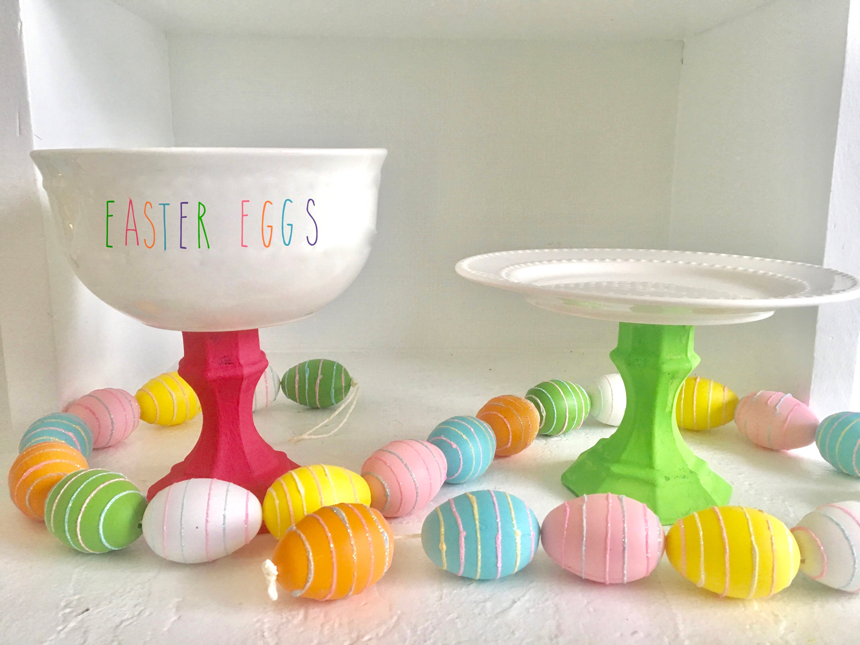 Easter Decor, Glass Pedestal Centerpiece, Easter Egg Bowl - Etsy