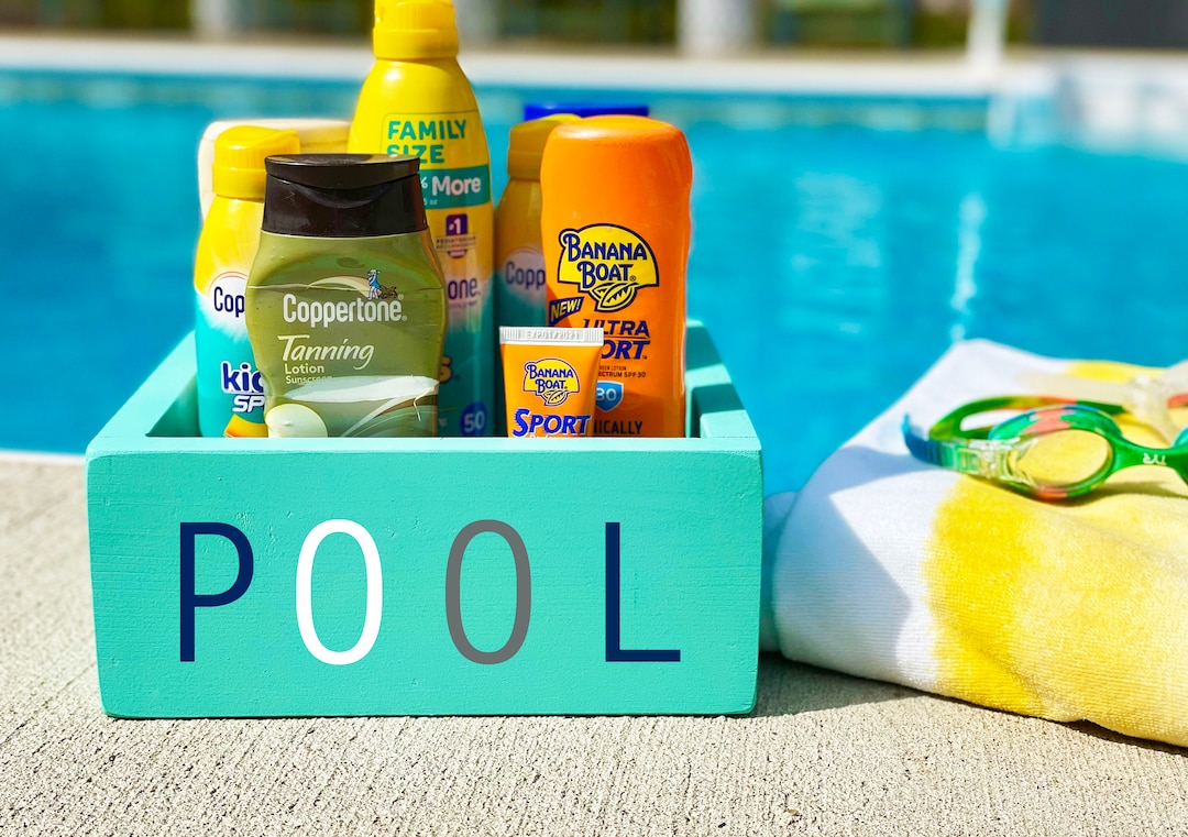 Wooden Pool Box: Summer Sunblock & Goggle Storage - Etsy