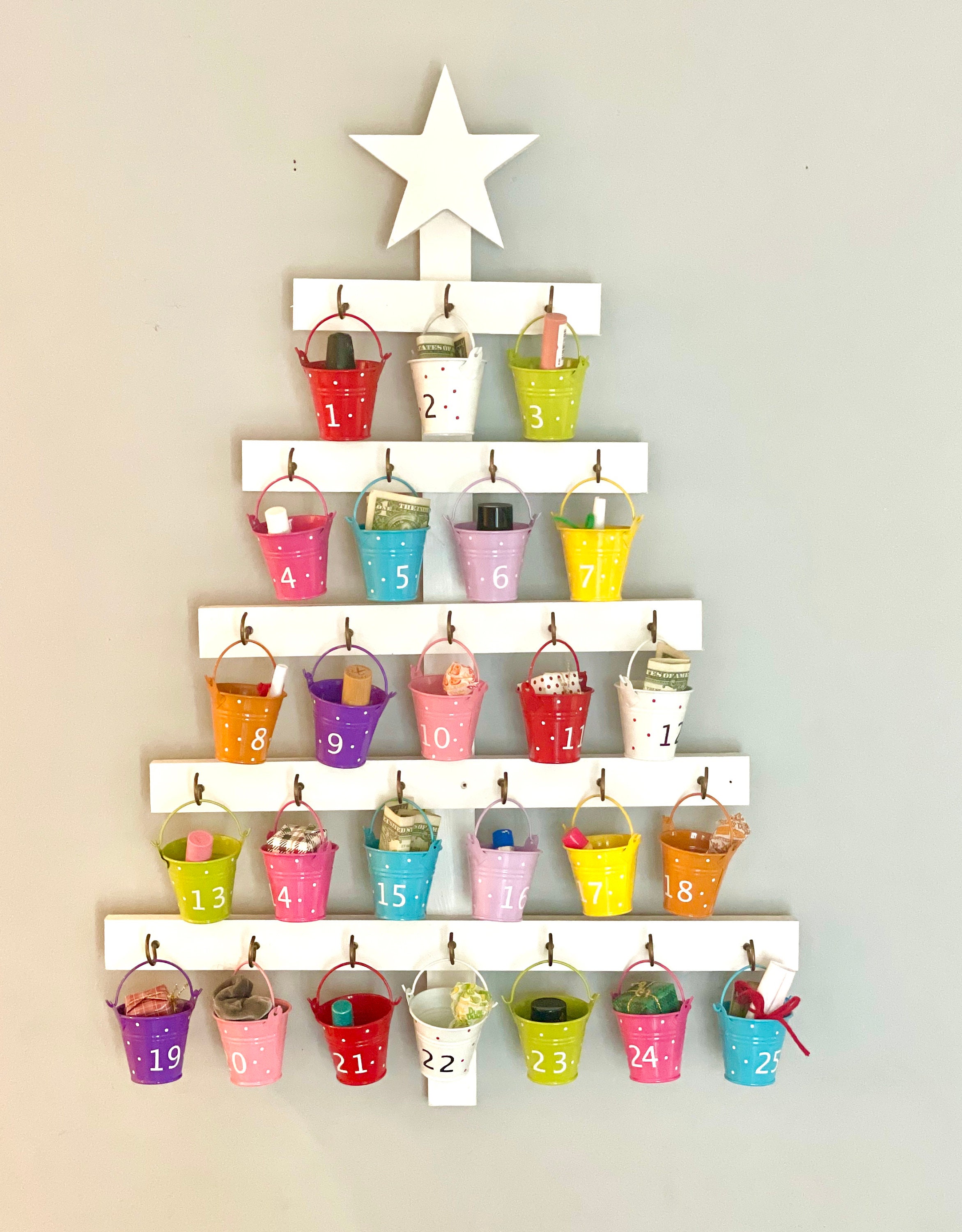 Wood Christmas Tree Advent Calendar, Table Top Countdown With ...