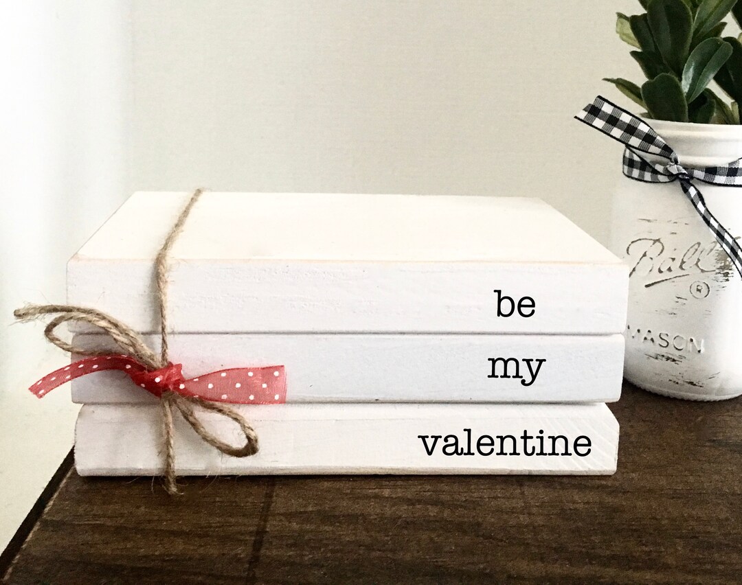 Valentines Books, Tiered Tray Decor, Wood Book Bundle, Mini Book Stack ...