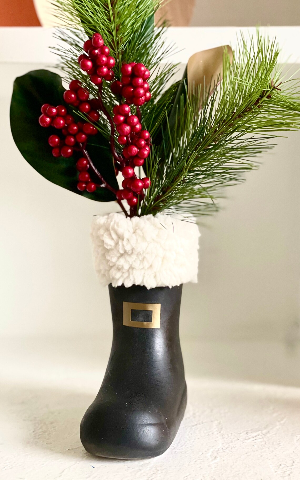 Ceramic Santa Boot Planter, Christmas Decor - Etsy