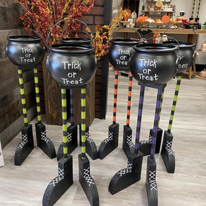 Halloween Candy Bowl, Witch Leg Cauldron for Trick or Treaters - Etsy