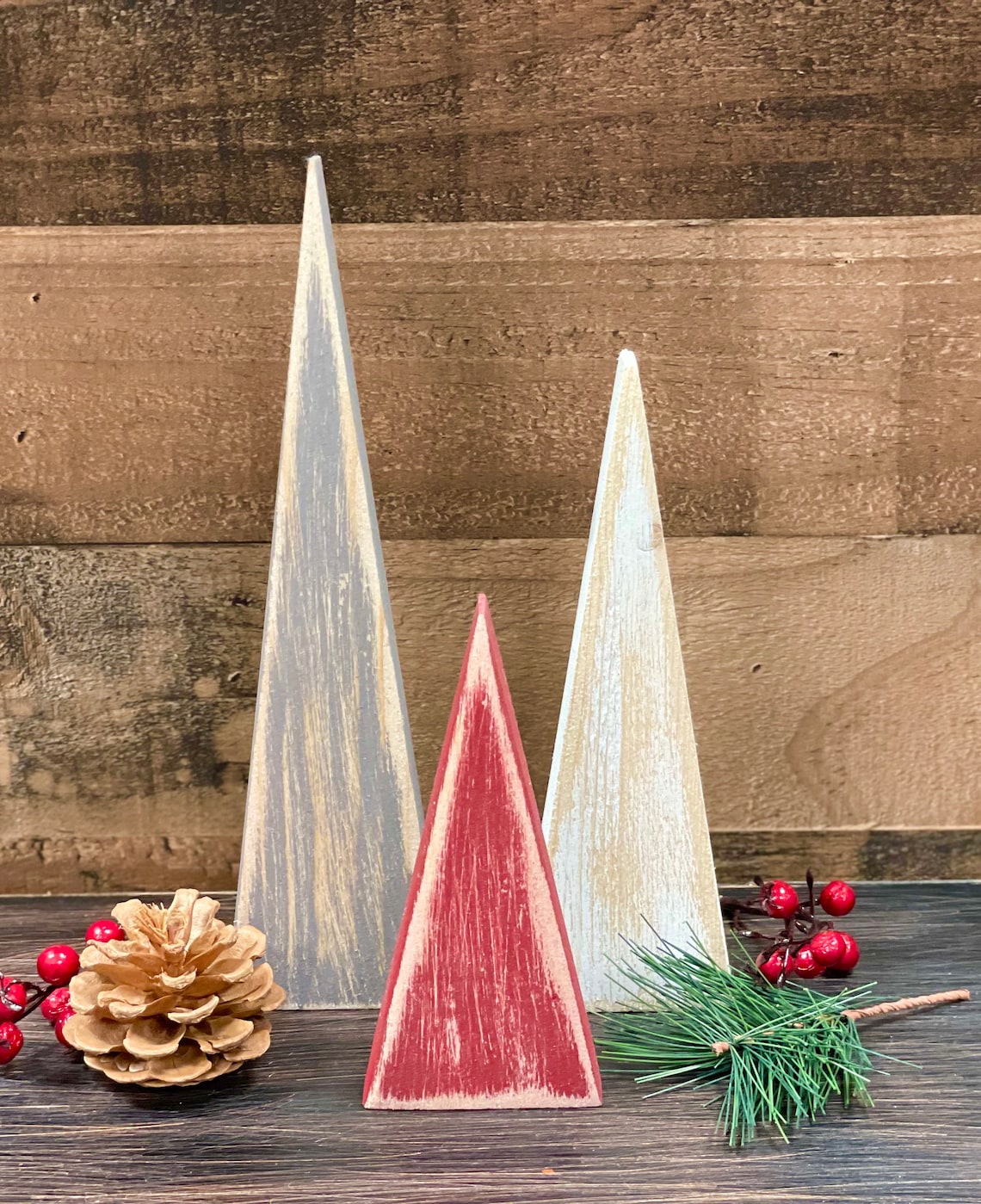 Rustic Wooden Christmas Trees Set of 3 Farmhouse Decor - Etsy