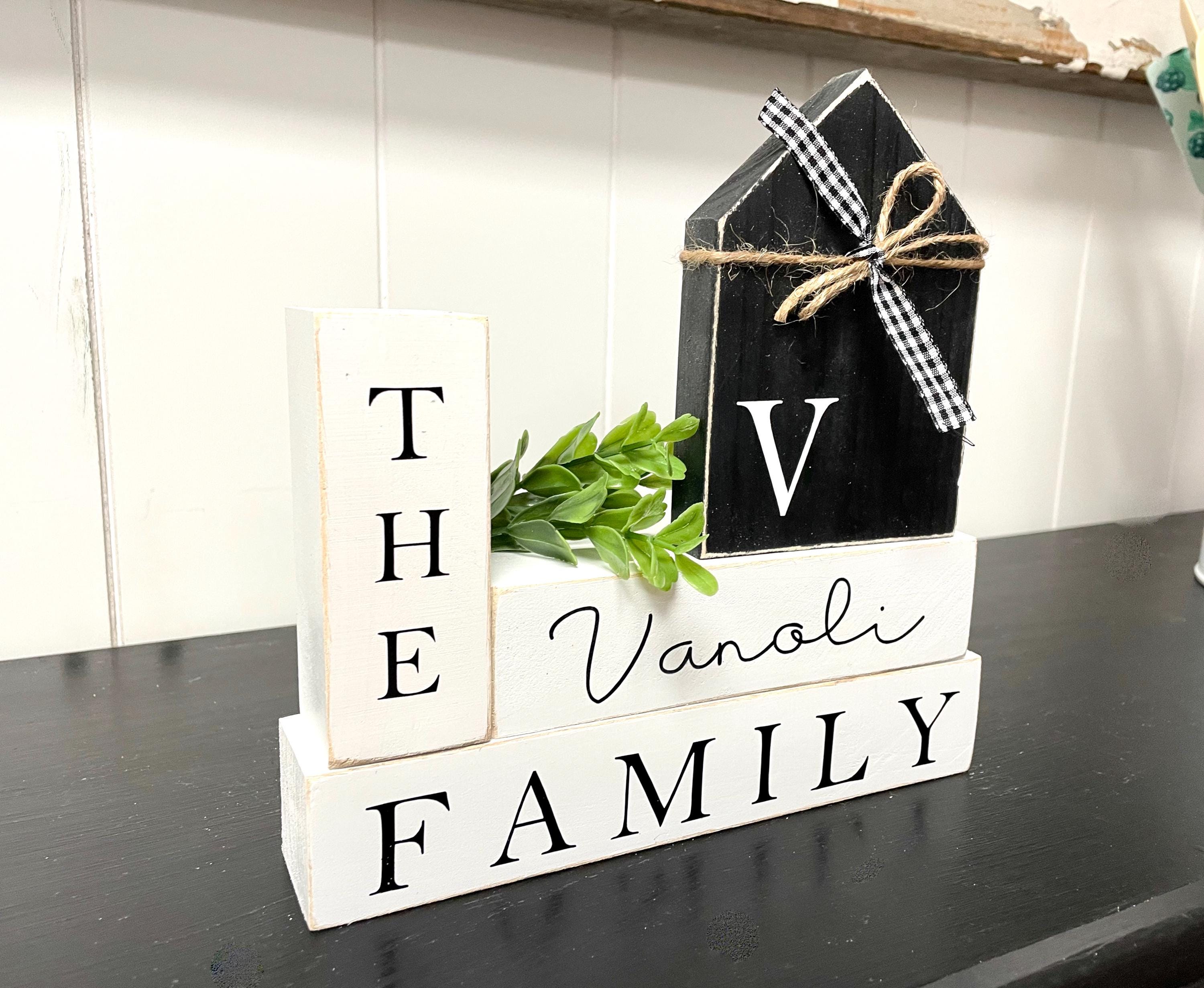 Personalized Family Name Wooden Block Set: Tiered Tray Decor - Etsy