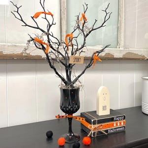 Halloween Tree Decor: Spooky Branches, Book Stack & Ghost - Etsy