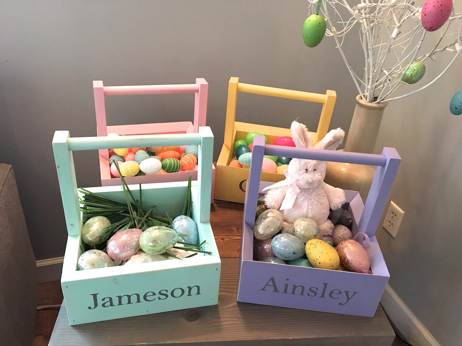 Easter Box Wooden Easter Basket Personalized Box Easter - Etsy