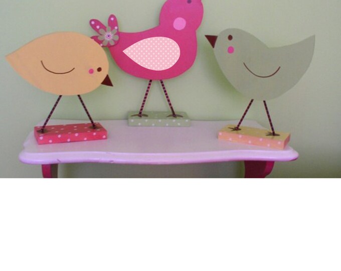 Nursery Decor, Bird Nursery Decor, Wooden Birds, Baby Girl Nursery ...