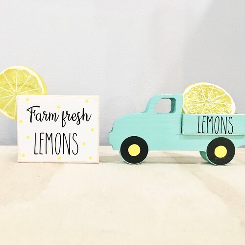 Lemon Tiered Tray Summer Decor Lemon Truck Lemonade Decor - Etsy