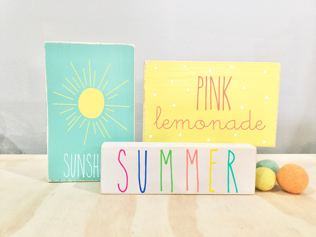 Summer Sign Bundle, Wooden Signs, Tiered Tray Signs, Pink Lemonade ...